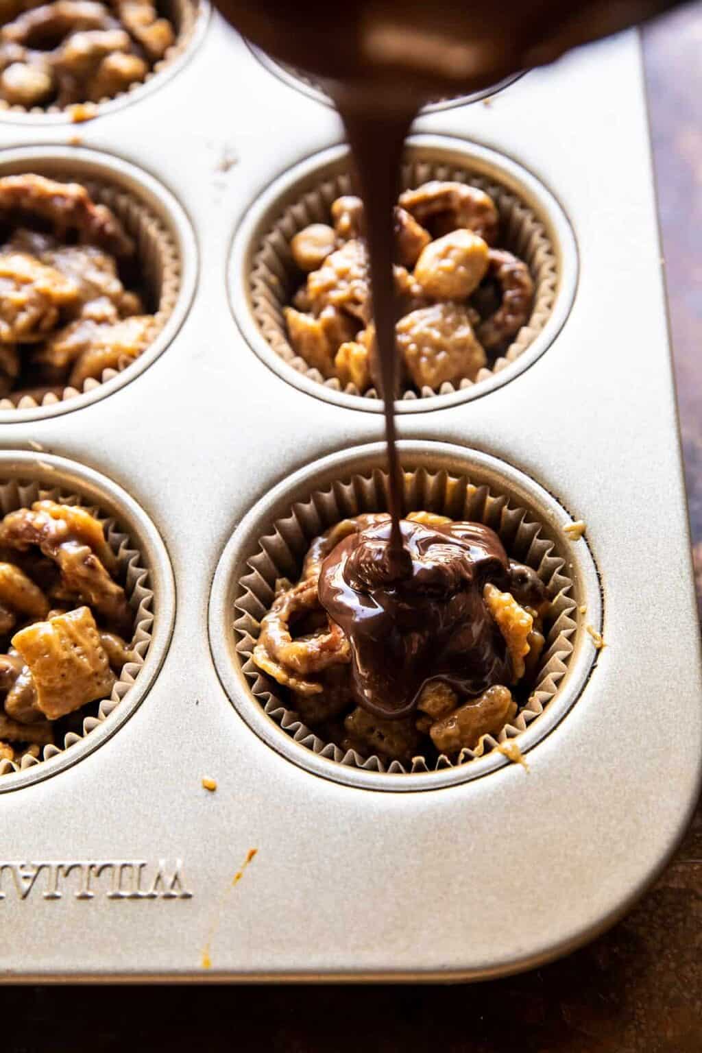 Snickerdoodle Peanut Butter Chocolate Chex Mix Bars. - Half Baked Harvest