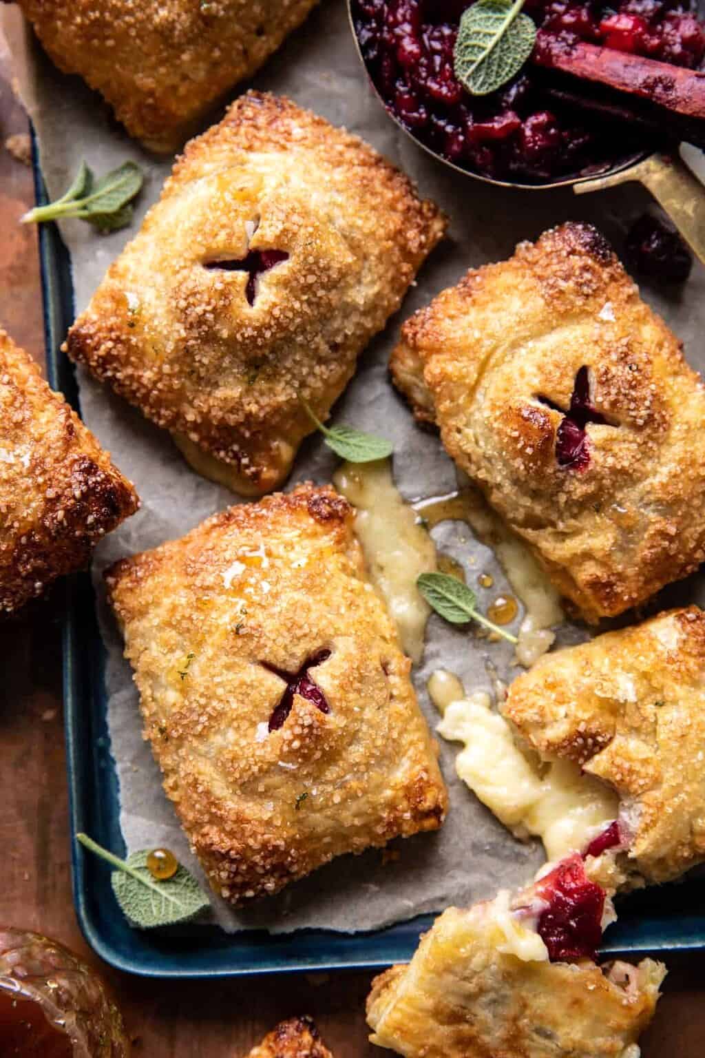 Mini Pastry Wrapped Cranberry Baked Brie Bites. - Half Baked Harvest