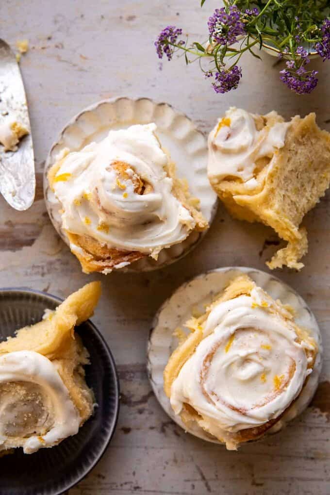 Lemon Sugar Rolls with Vanilla Cream Cheese Icing. - Half Baked Harvest