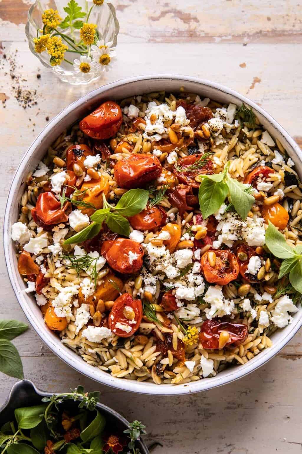 Roasted Tomato Basil and Feta Orzo. - Half Baked Harvest