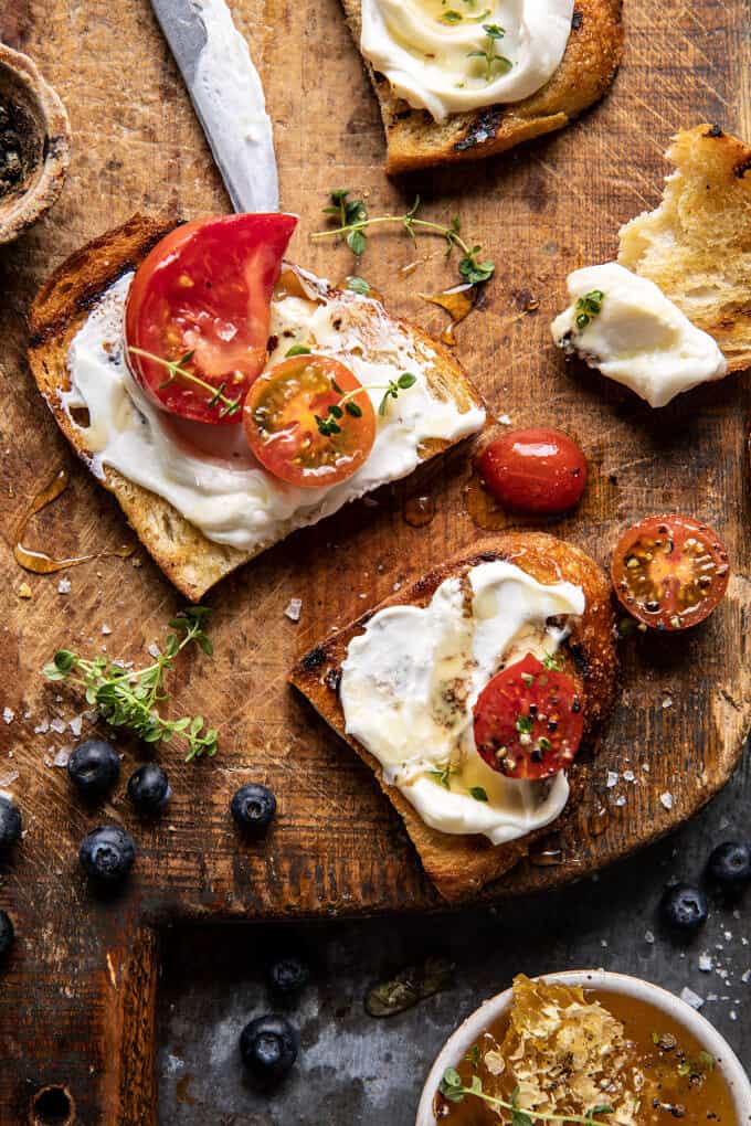 Whipped Ricotta Toast with Marinated Tomatoes and Lemon Thyme Honey ...