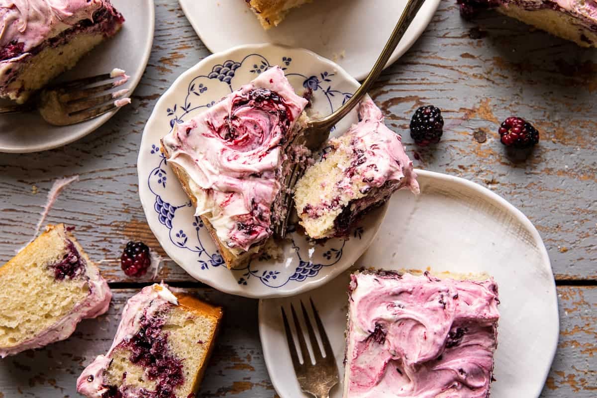 Swirled Blackberry Lavender Sheet Cake. - Half Baked Harvest
