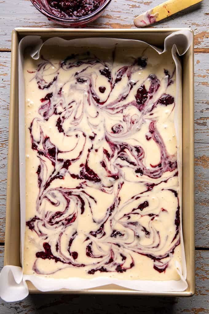 Swirled Blackberry Lavender Sheet Cake. - Half Baked Harvest