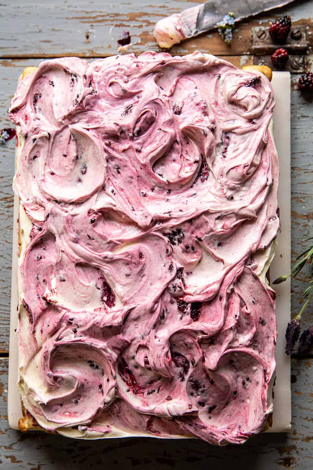 Swirled Blackberry Lavender Sheet Cake. - Half Baked Harvest