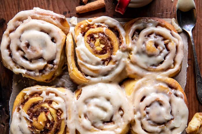 Apple Cinnamon Rolls with Brown Butter Maple Icing. - Half Baked Harvest