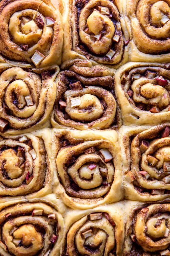 Apple Cinnamon Rolls with Brown Butter Maple Icing. - Half Baked Harvest