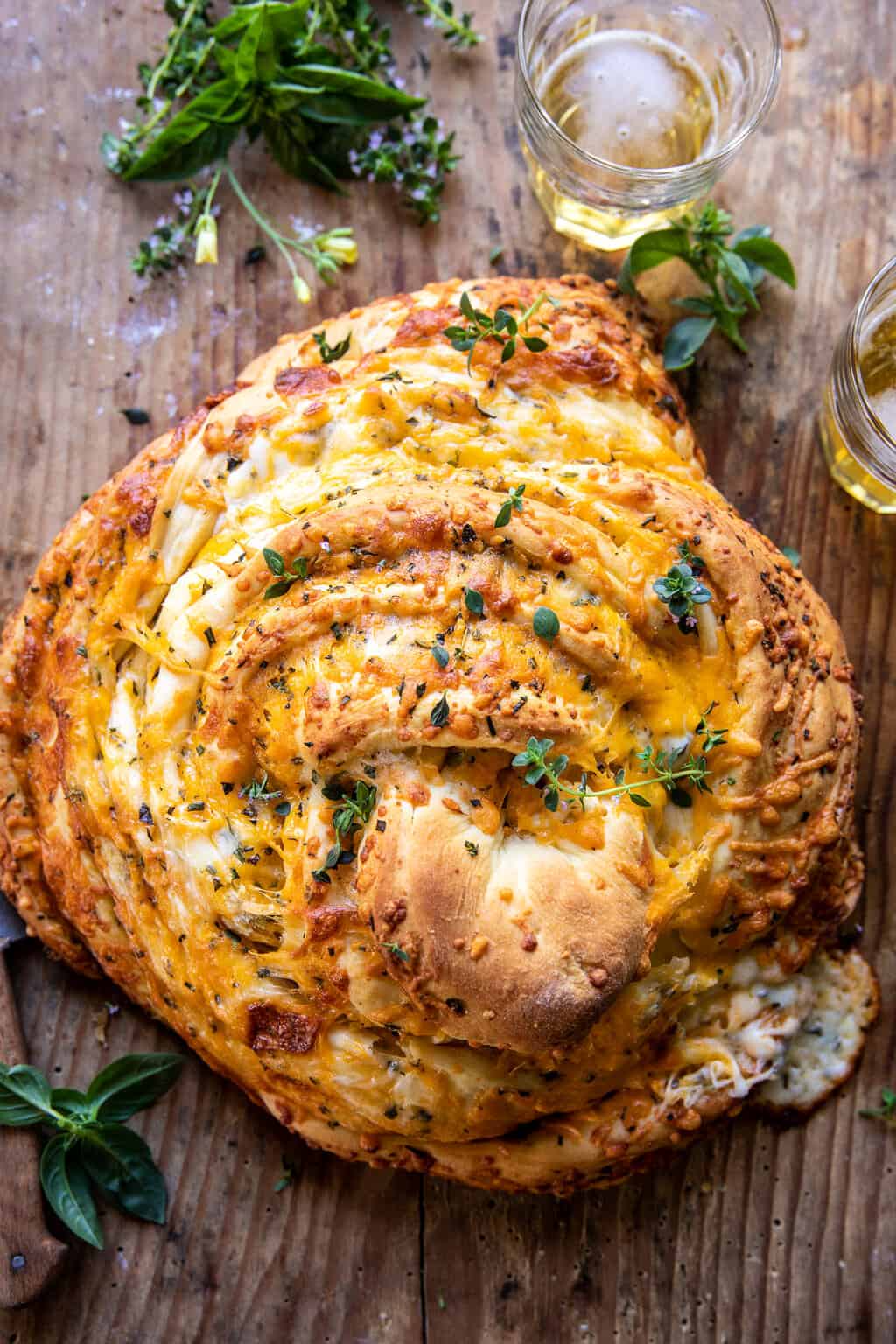Soft Garlic Herb Cheddar Cheese Bread. - Half Baked Harvest