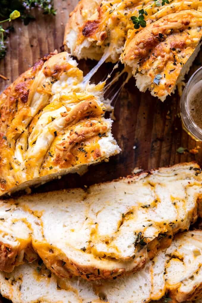 Soft Garlic Herb Cheddar Cheese Bread. - Half Baked Harvest