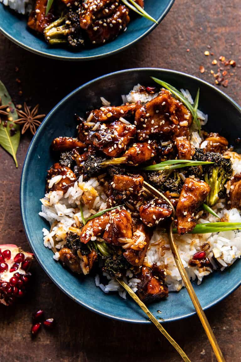 Spicy Sesame Chicken and Ginger Rice. - Half Baked Harvest