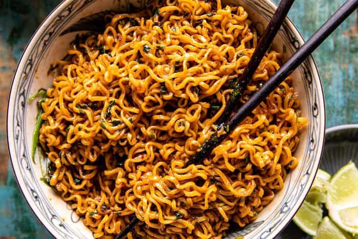 20 Minute Red Curry Basil Garlic Oil Noodles. - Half Baked Harvest