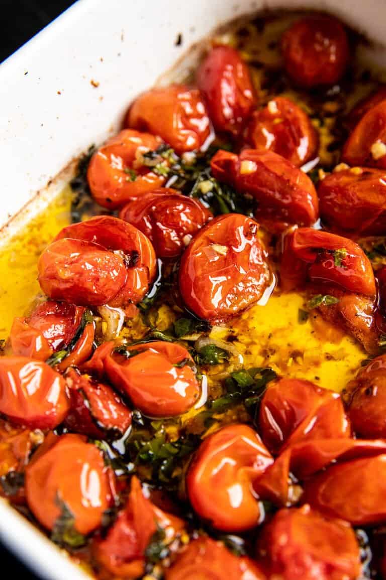 Easiest One Pan Caprese Pesto Orzo Bake. - Half Baked Harvest