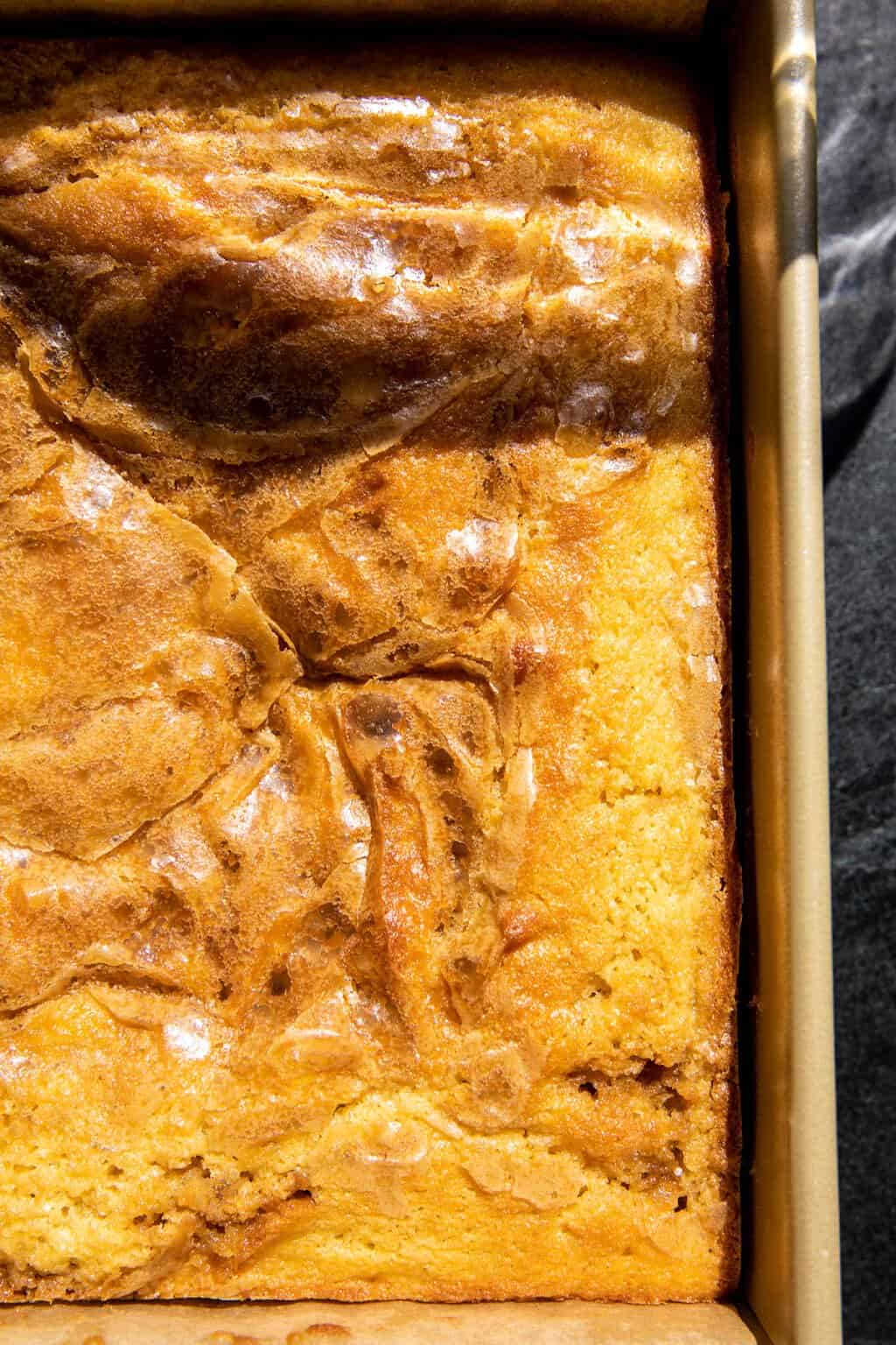 Swirled Caramel Sheet Cake with Fudgy Chocolate Frosting. - Half Baked ...