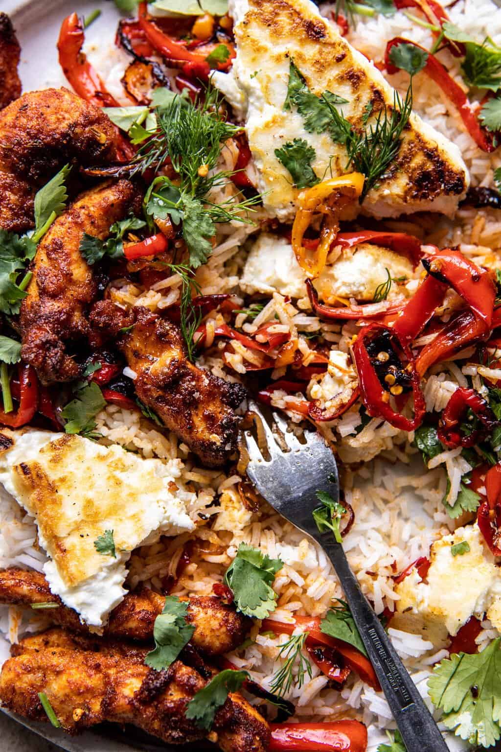 Crispy Feta with Lemon Pepper Chicken and Rice. - Half Baked Harvest