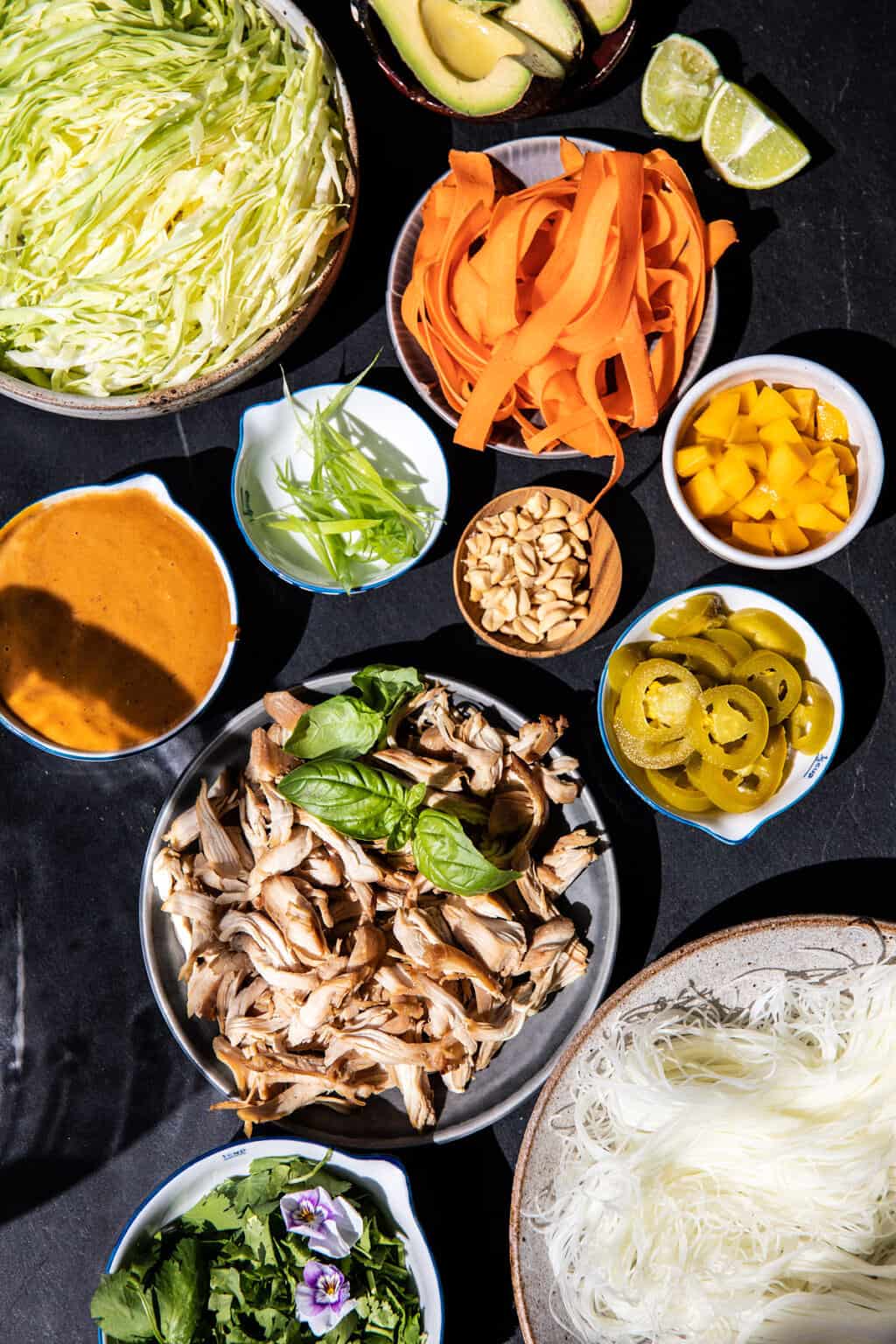 Peanut Chicken Spring Roll Bowls. - Half Baked Harvest