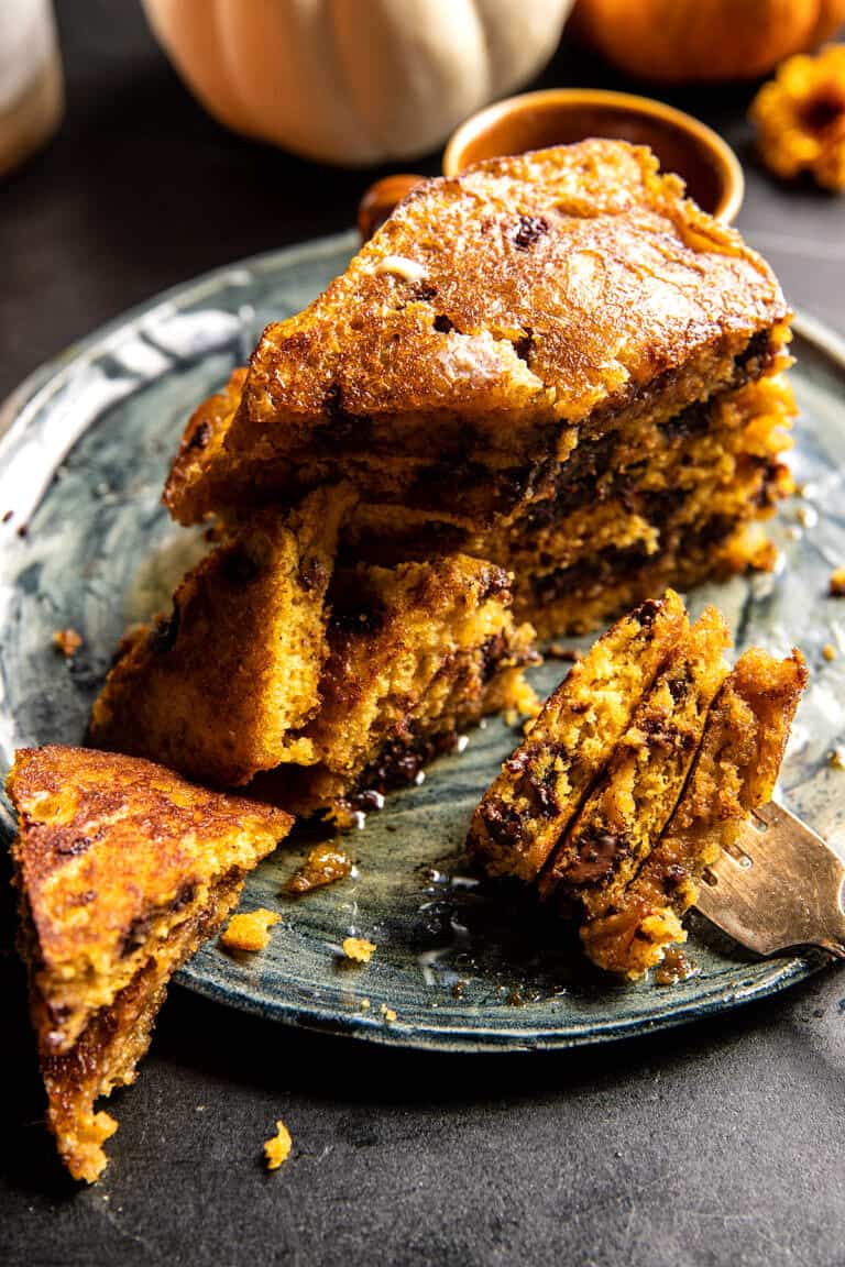 Fluffy Pumpkin Butter Chocolate Chip Pancakes. - Half Baked Harvest