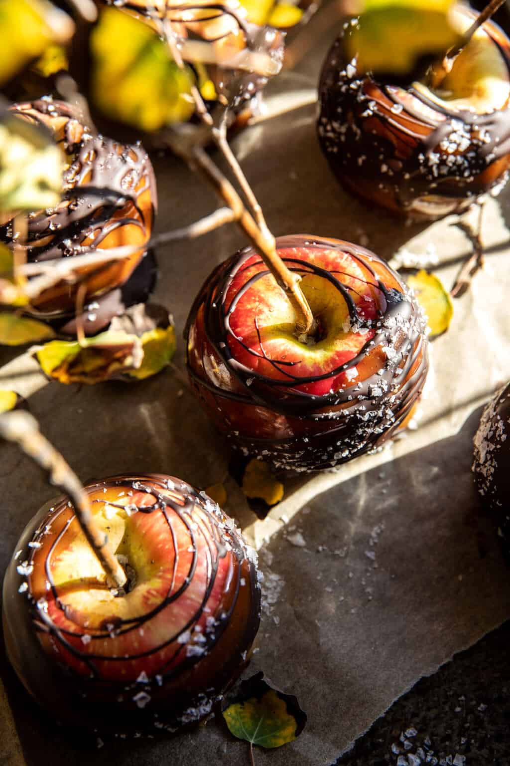 Sweet and Salty Healthier Caramel Apples. - Half Baked Harvest