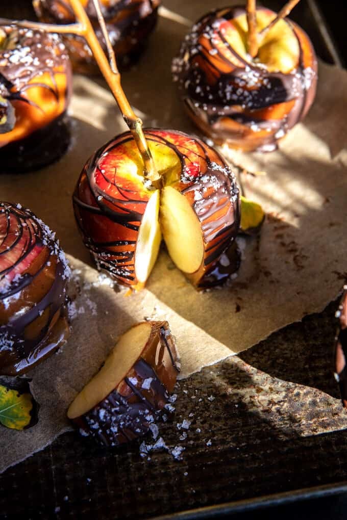 Sweet and Salty Healthier Caramel Apples. - Half Baked Harvest