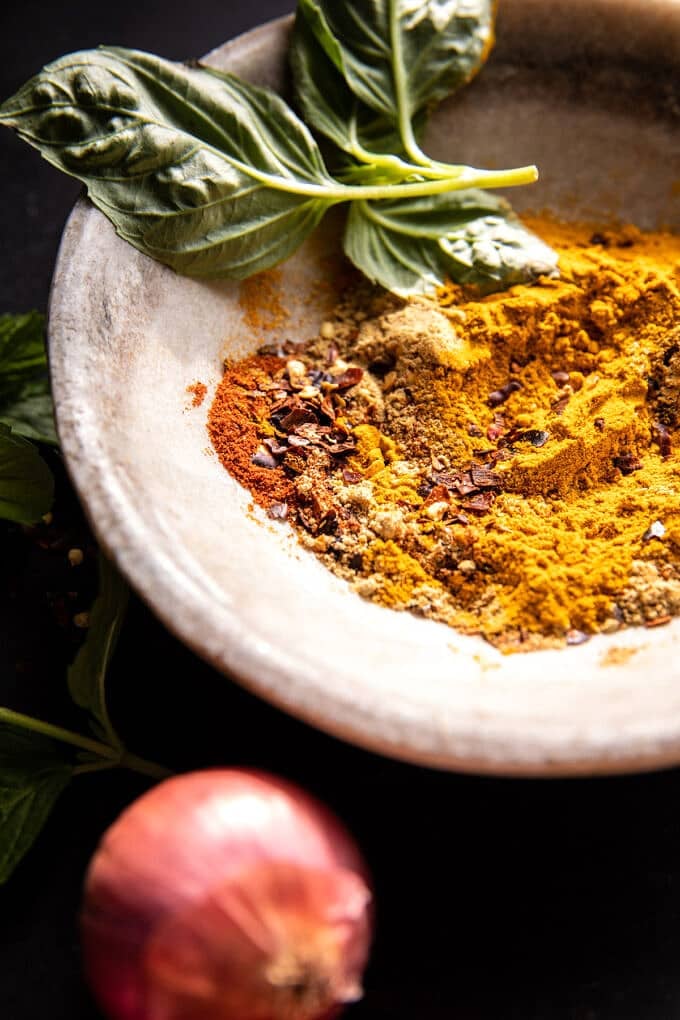 Crockpot Coconut Chicken Curry with Crispy Shallot Basil Oil. - Half ...
