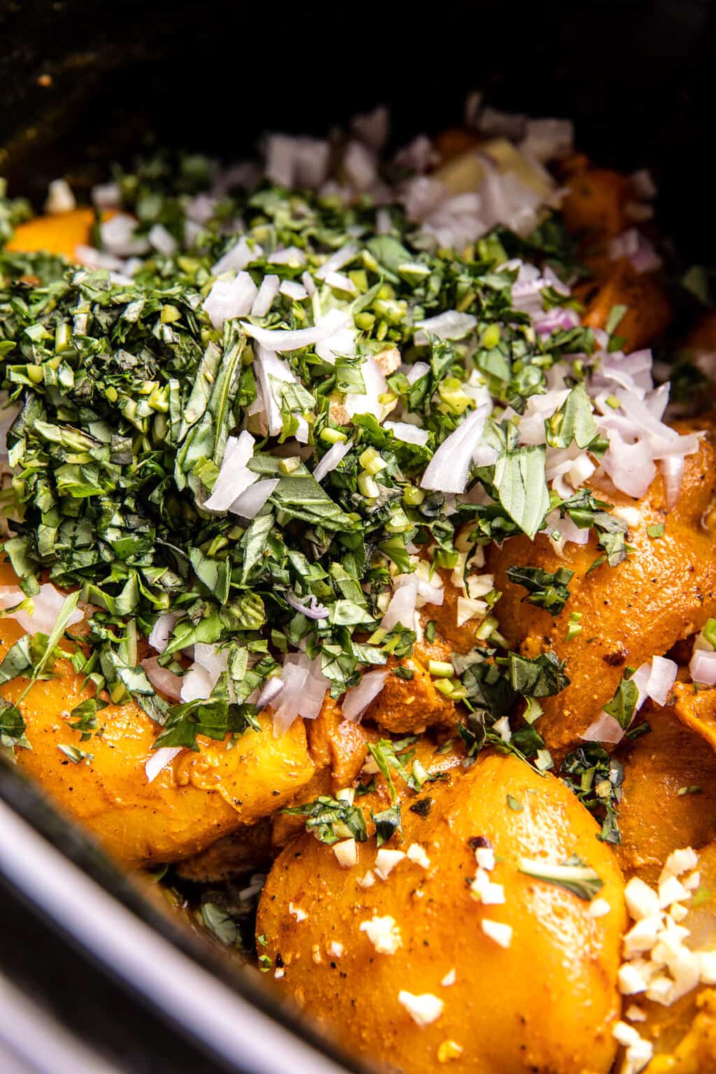 Crockpot Coconut Chicken Curry with Crispy Shallot Basil Oil. - Half ...
