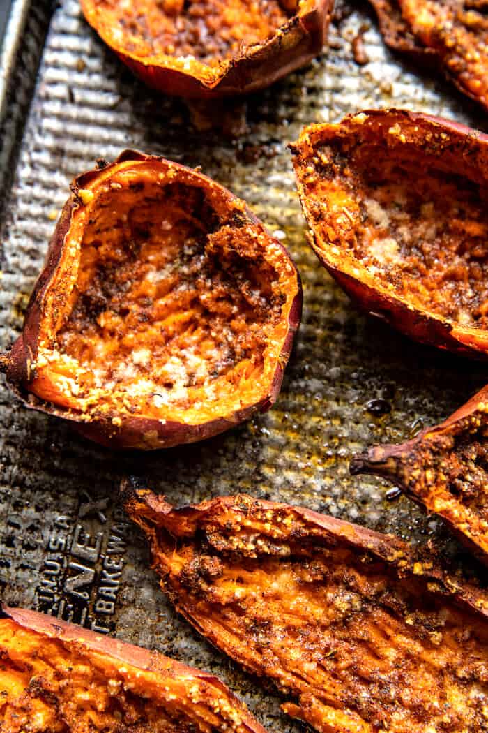 Crispy Cheesy Sweet Potato Skins. - Half Baked Harvest