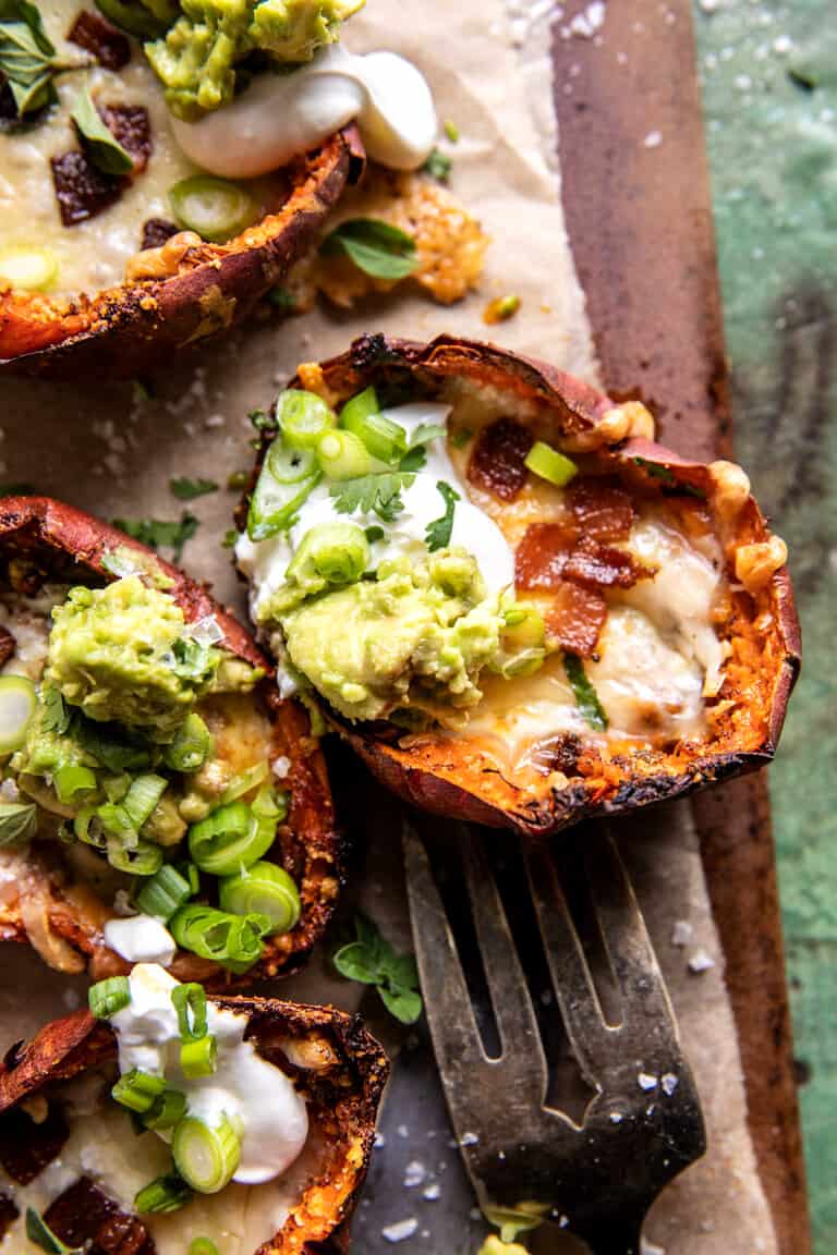 Crispy Cheesy Sweet Potato Skins. - Half Baked Harvest