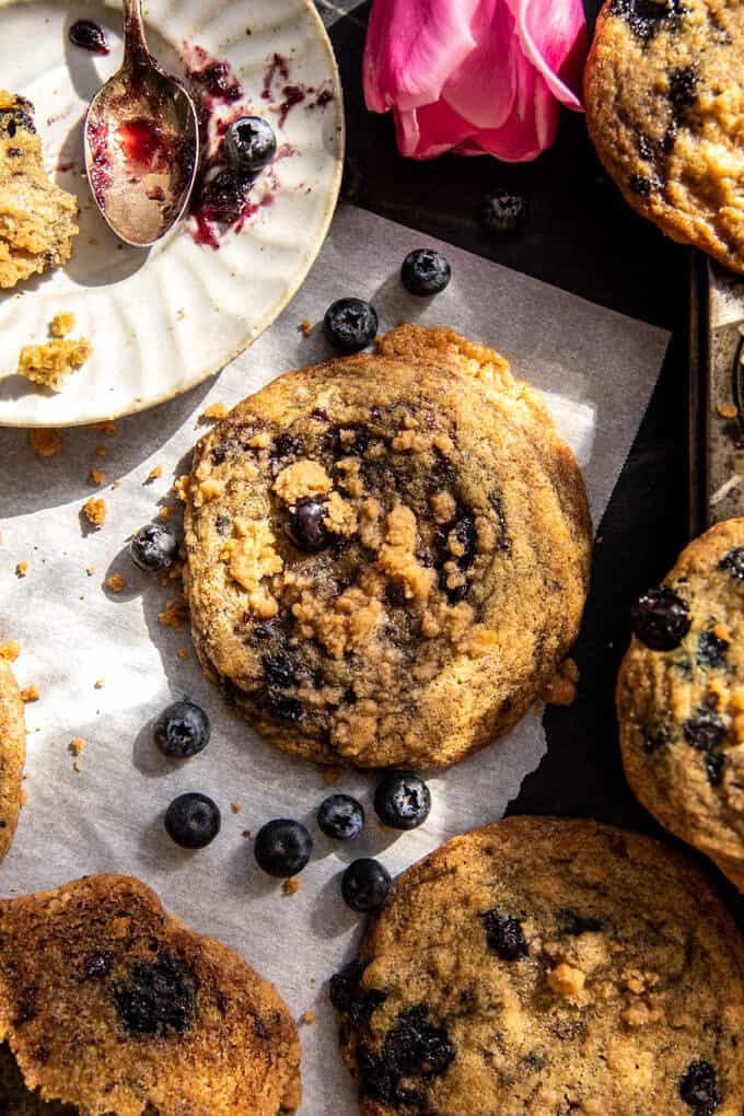 Giant Double Blueberry Muffin Cookies. - Half Baked Harvest