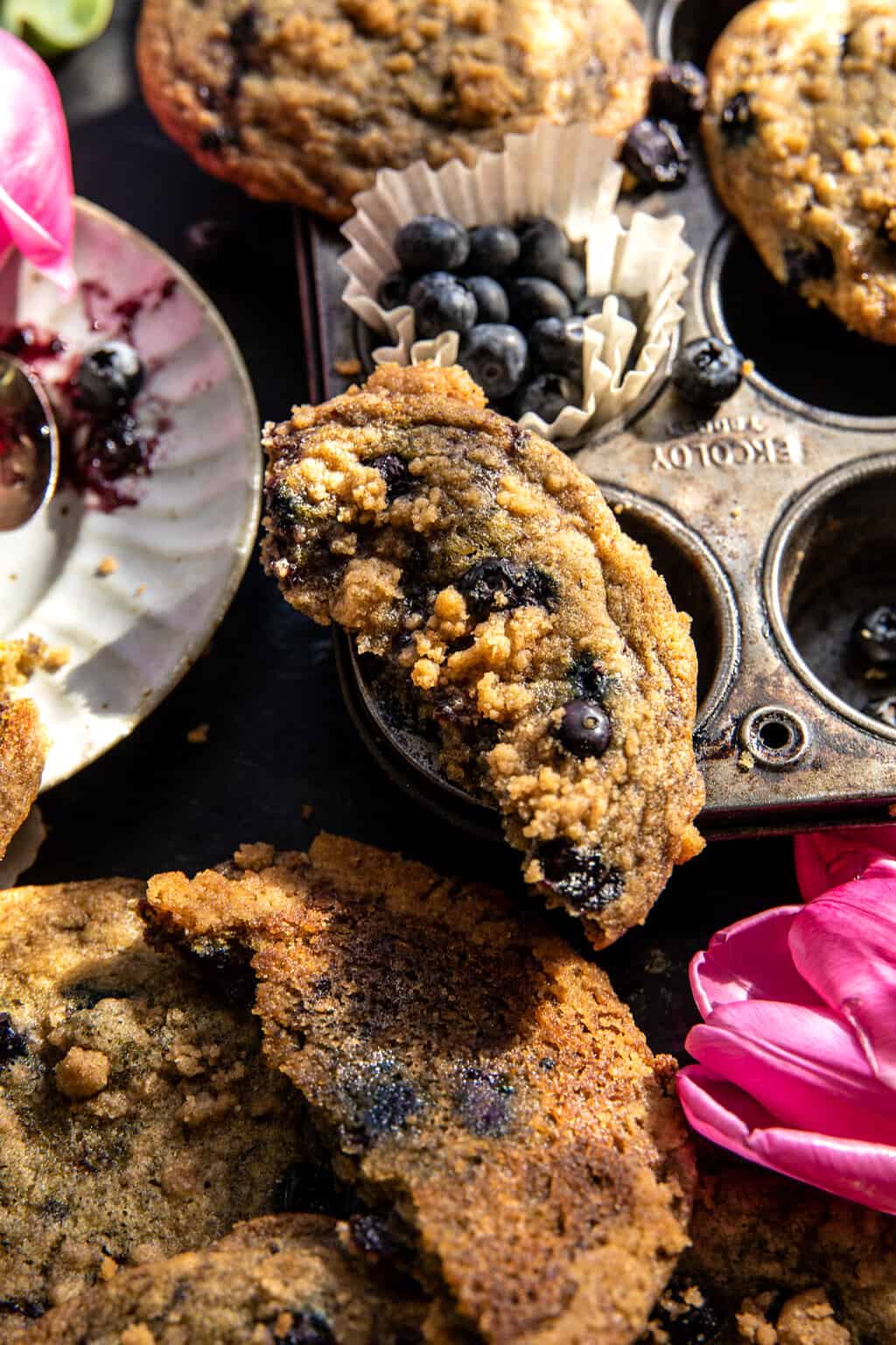 Giant Double Blueberry Muffin Cookies. - Half Baked Harvest