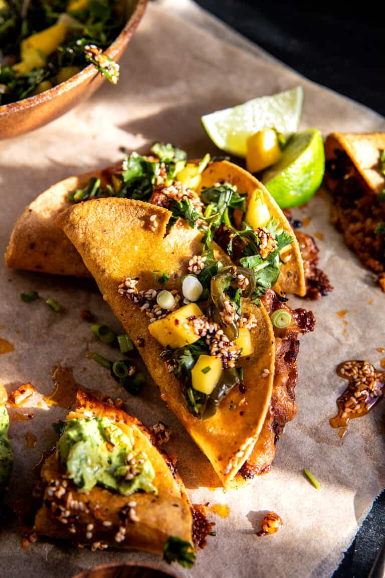 Chili Crisp Chicken Tacos with Spicy Mango Salsa