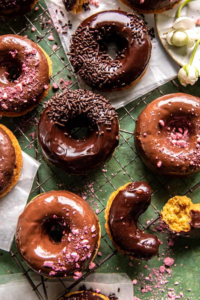 Chocolate Glazed Peanut Butter Banana Doughnuts. - Half Baked Harvest