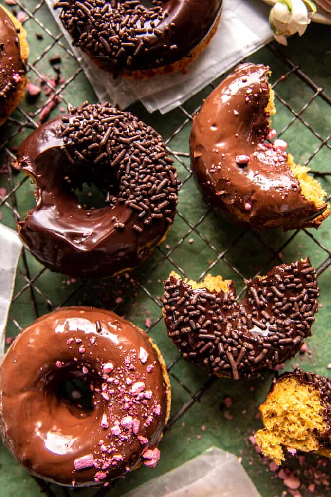 Chocolate Glazed Peanut Butter Banana Doughnuts. - Half Baked Harvest