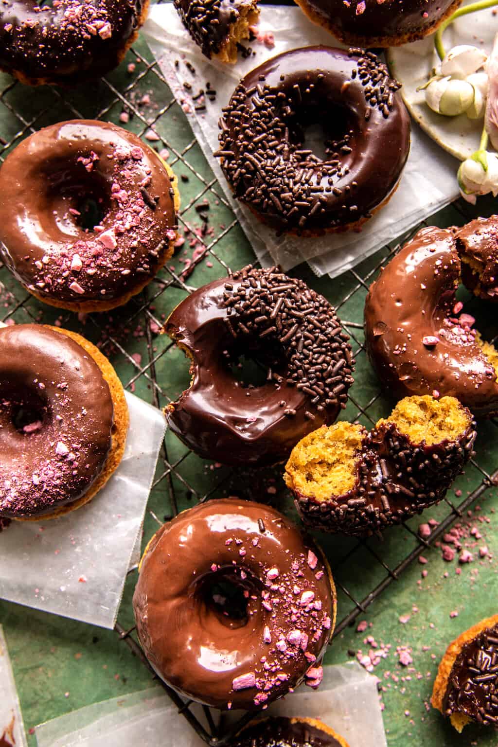 Chocolate Glazed Peanut Butter Banana Doughnuts. - Half Baked Harvest