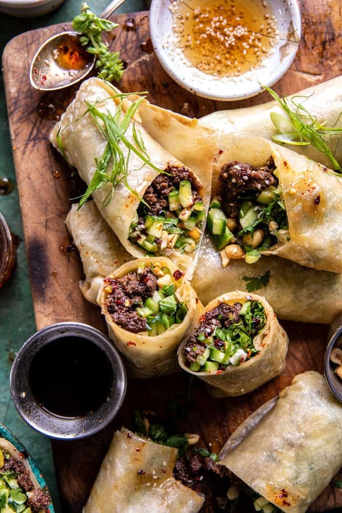 20 Minute Thai Basil Beef Rolls. - Half Baked Harvest