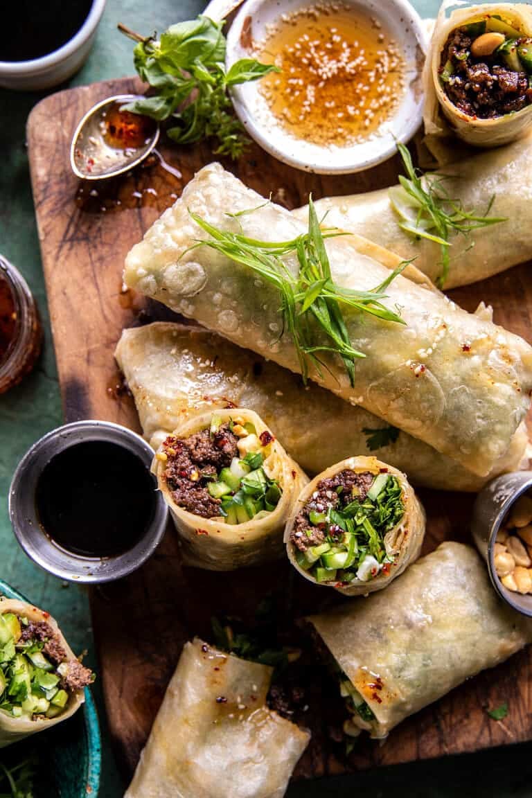 20 Minute Thai Basil Beef Rolls. - Half Baked Harvest