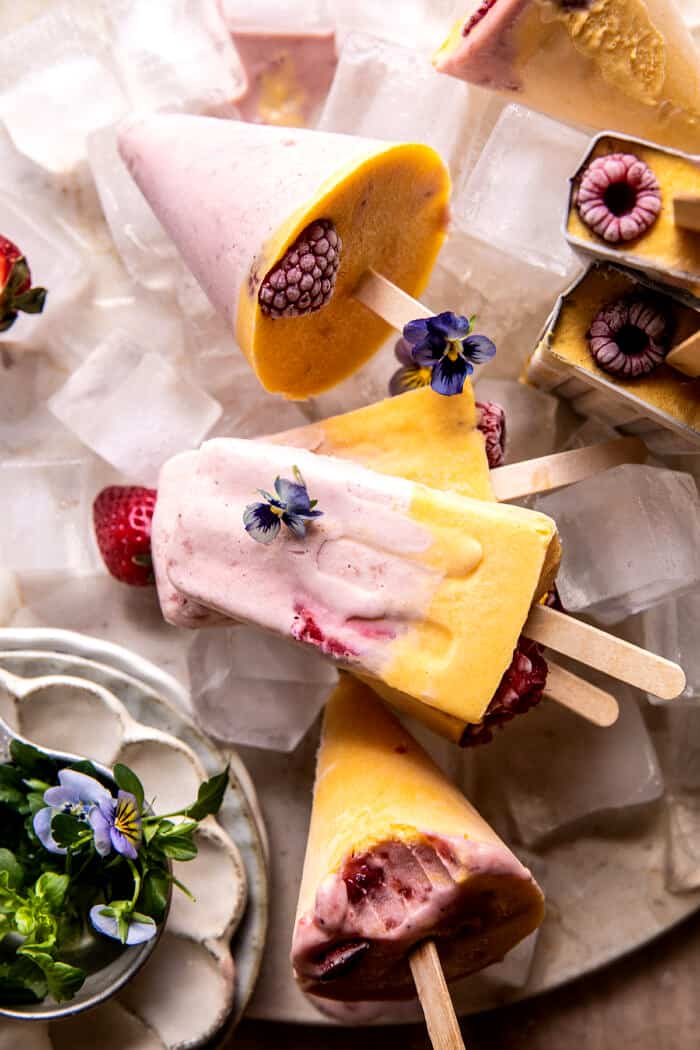 Creamy Strawberry Mango Popsicles. - Half Baked Harvest