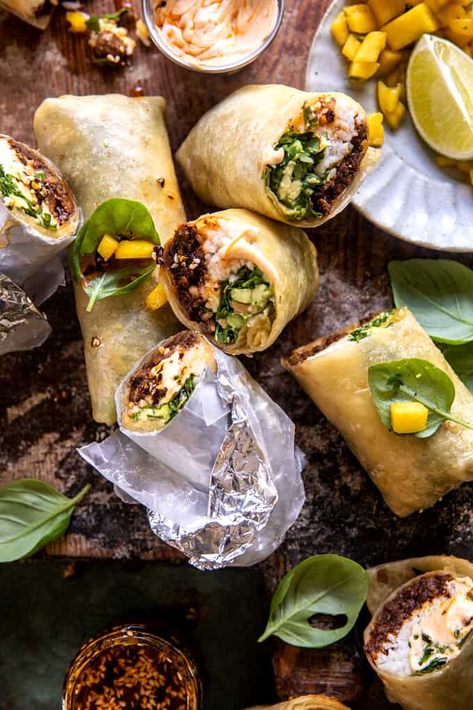 30 Minute Korean Beef and Avocado Rice Rolls. - Half Baked Harvest