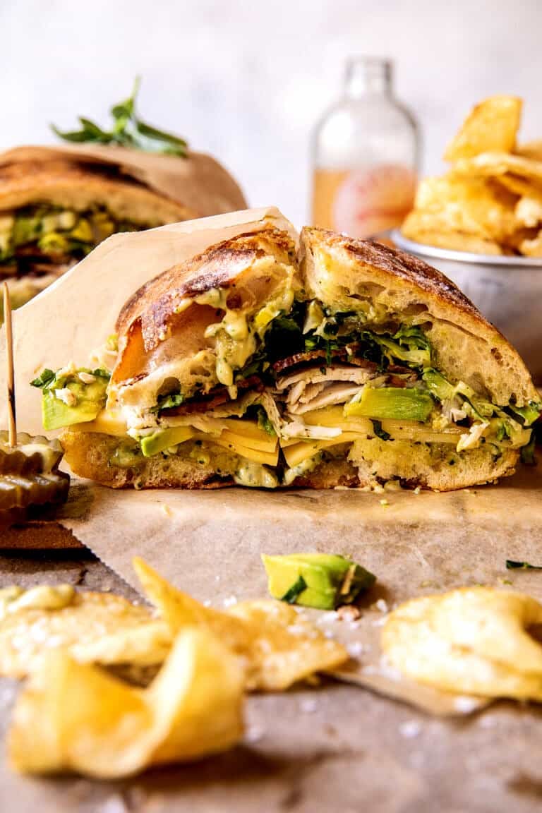 Picnic Style Pesto Turkey and Avocado Bacon Sandwich. - Half Baked Harvest