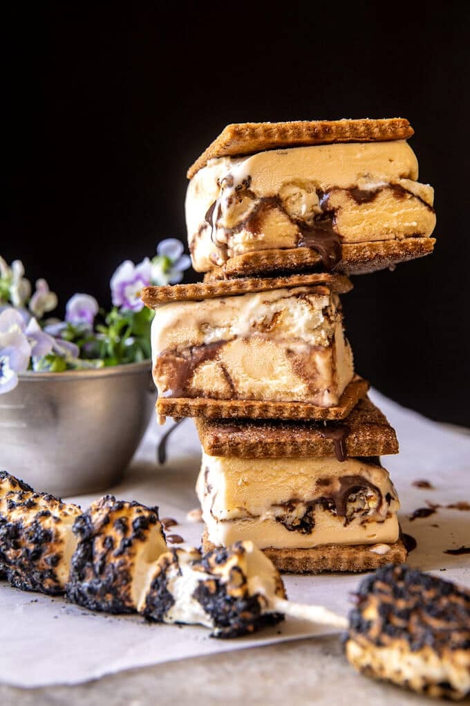 Toasted S'mores Ice Cream Sandwiches. - Half Baked Harvest