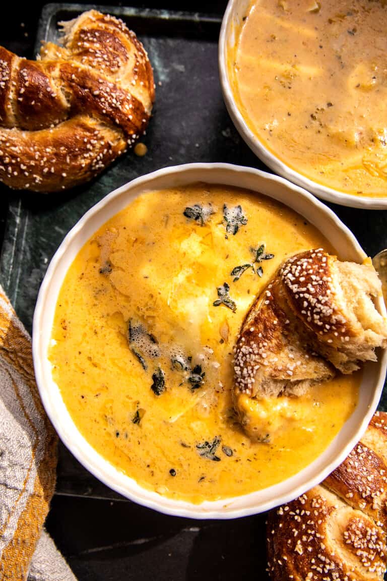 Brie and Cheddar Butternut Squash Beer Soup. - Half Baked Harvest