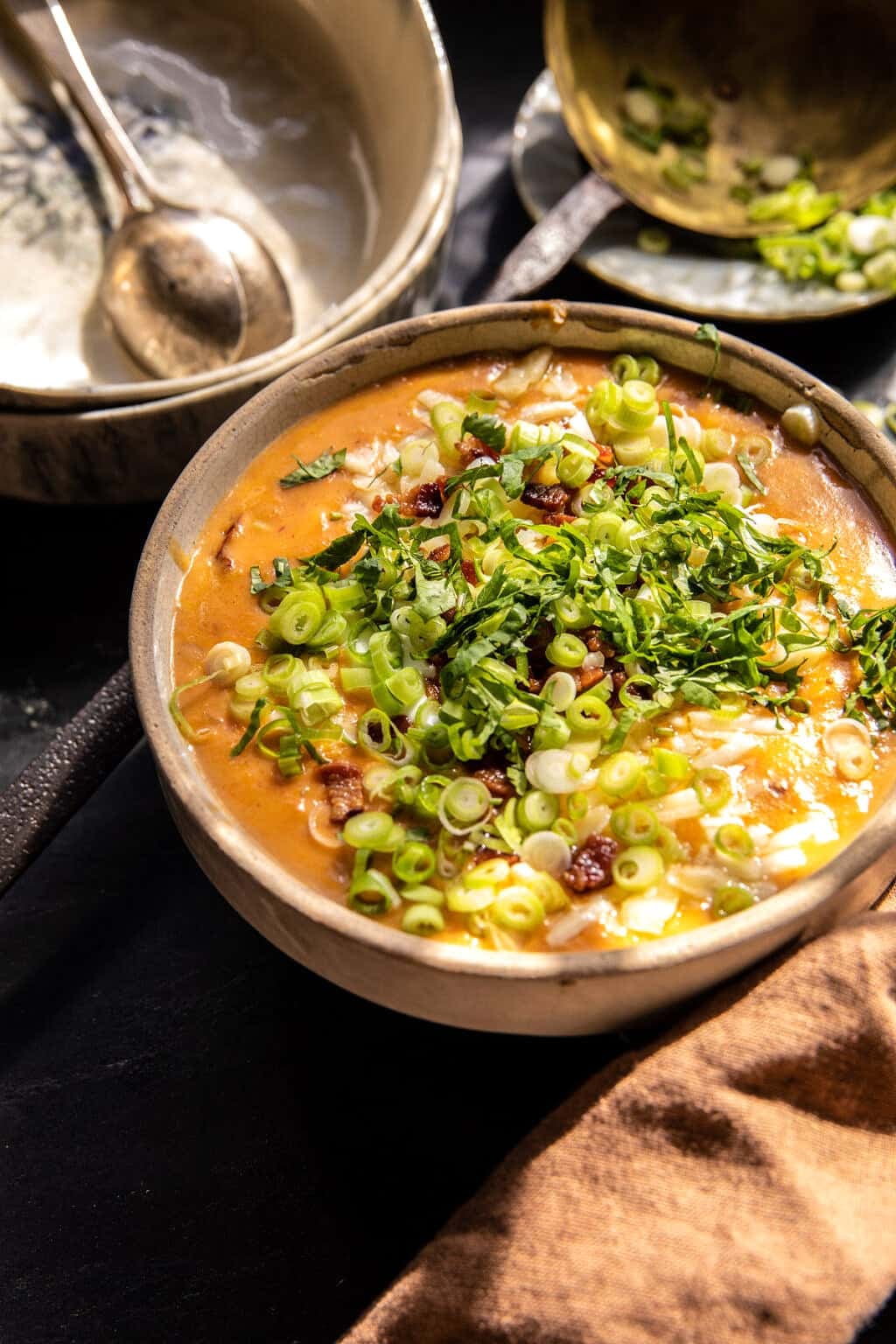 Baked Chipotle Cheddar Sweet Potato Chowder. - Half Baked Harvest