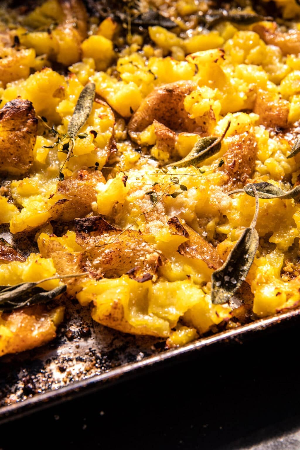 Crispy Brown Butter Sage Smashed Potatoes. - Half Baked Harvest