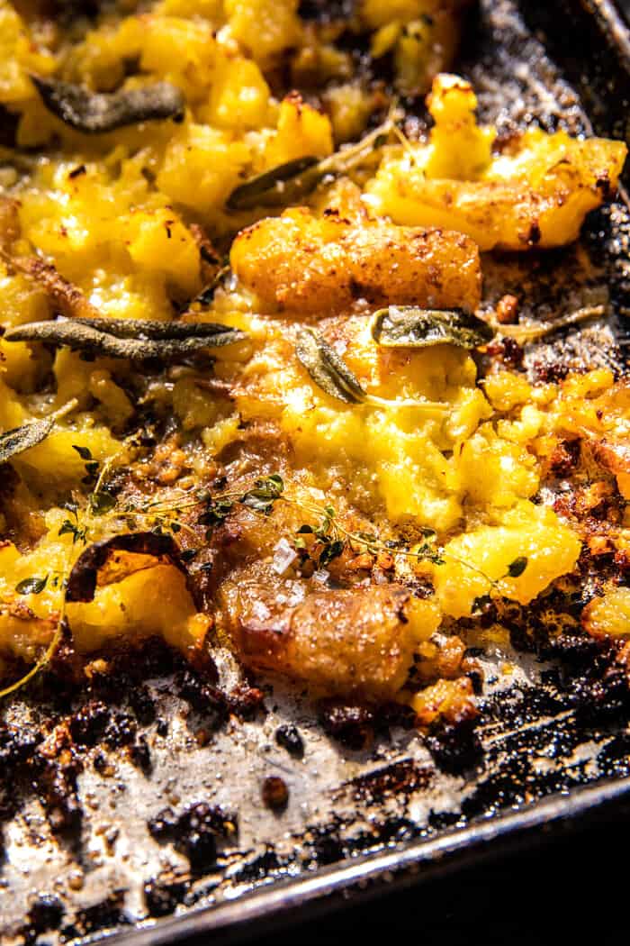 Crispy Brown Butter Sage Smashed Potatoes. - Half Baked Harvest