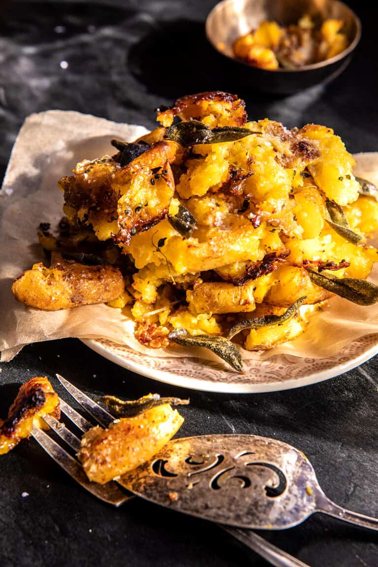 Crispy Brown Butter Sage Smashed Potatoes. - Half Baked Harvest