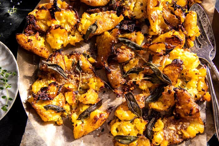 Crispy Brown Butter Sage Smashed Potatoes. - Half Baked Harvest