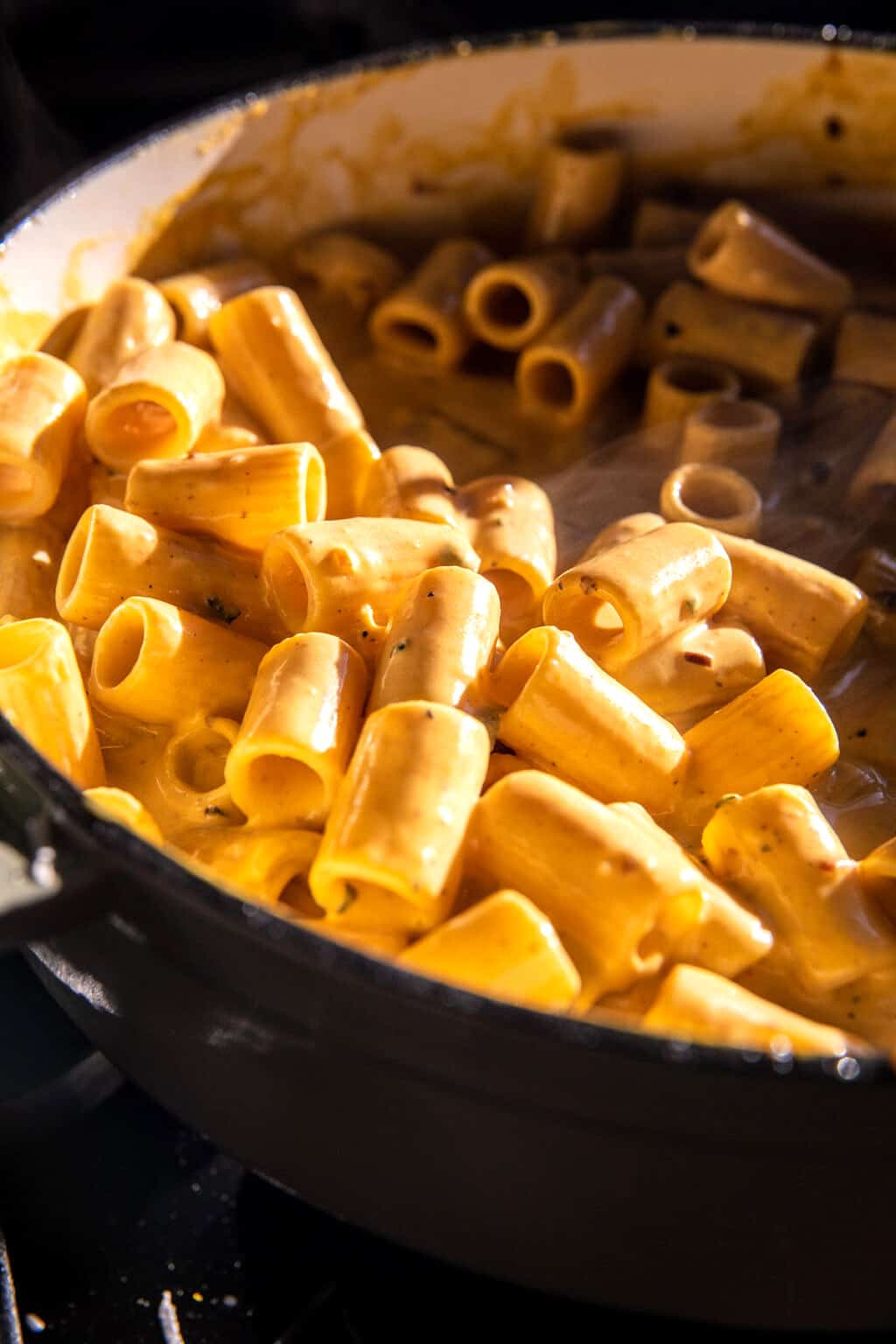 Quick Pumpkin Rigatoni with Candied Prosciutto. - Half Baked Harvest