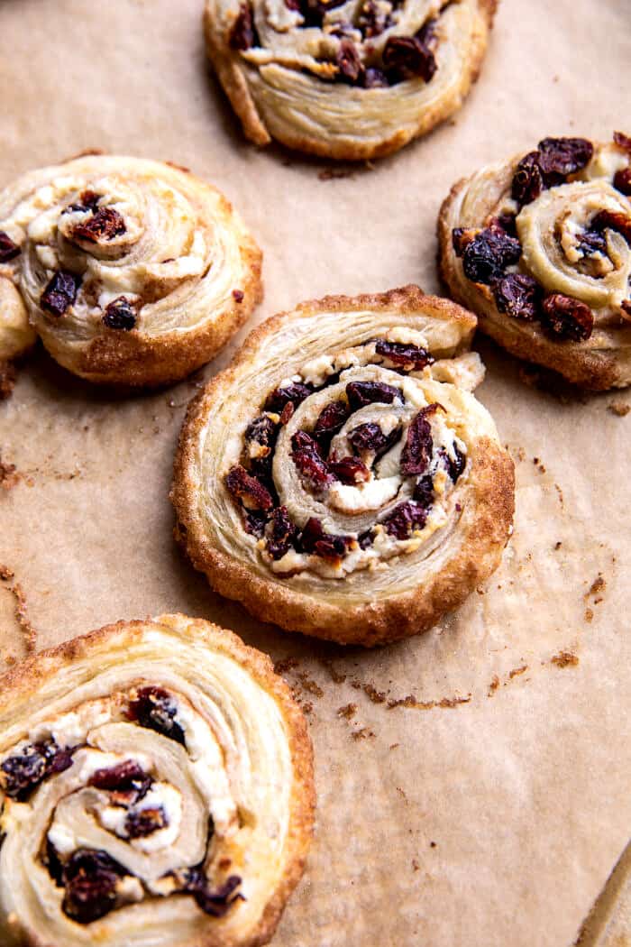 Cranberry Goat Cheese Puff Pastry Swirls. - Half Baked Harvest