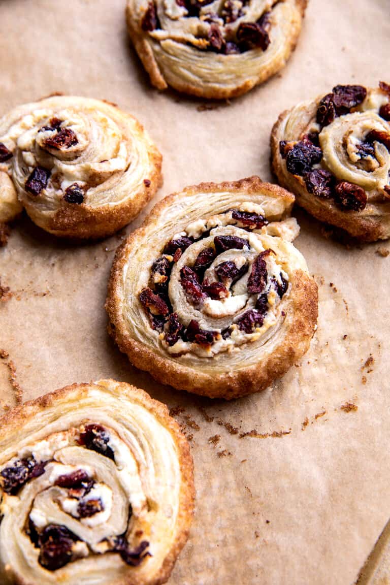 Cranberry Goat Cheese Puff Pastry Swirls. - Half Baked Harvest