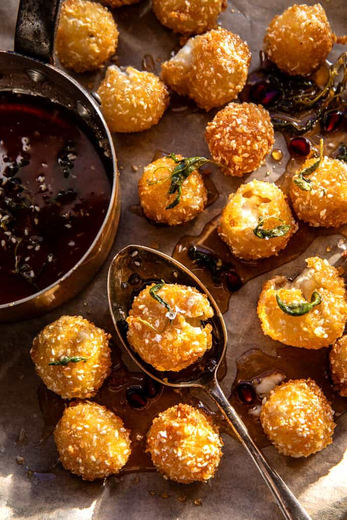 Fried Goat Cheese Balls with Spicy Sage Honey. - Half Baked Harvest