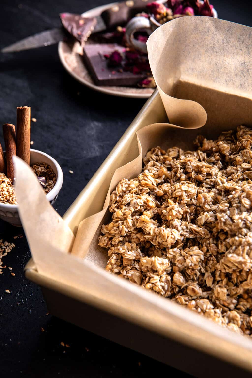 Chocolate Dipped Sesame Oatmeal Bars. - Half Baked Harvest