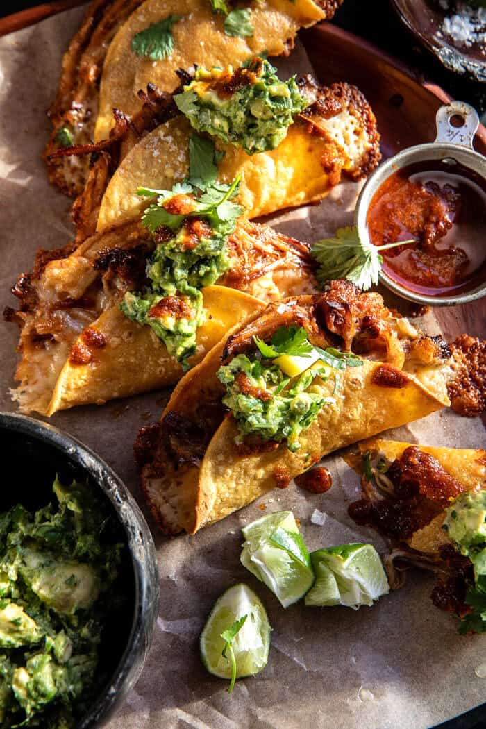 Crispy Carnitas Tacos with Roasted Jalapeño Lime Avocado. - Half Baked ...