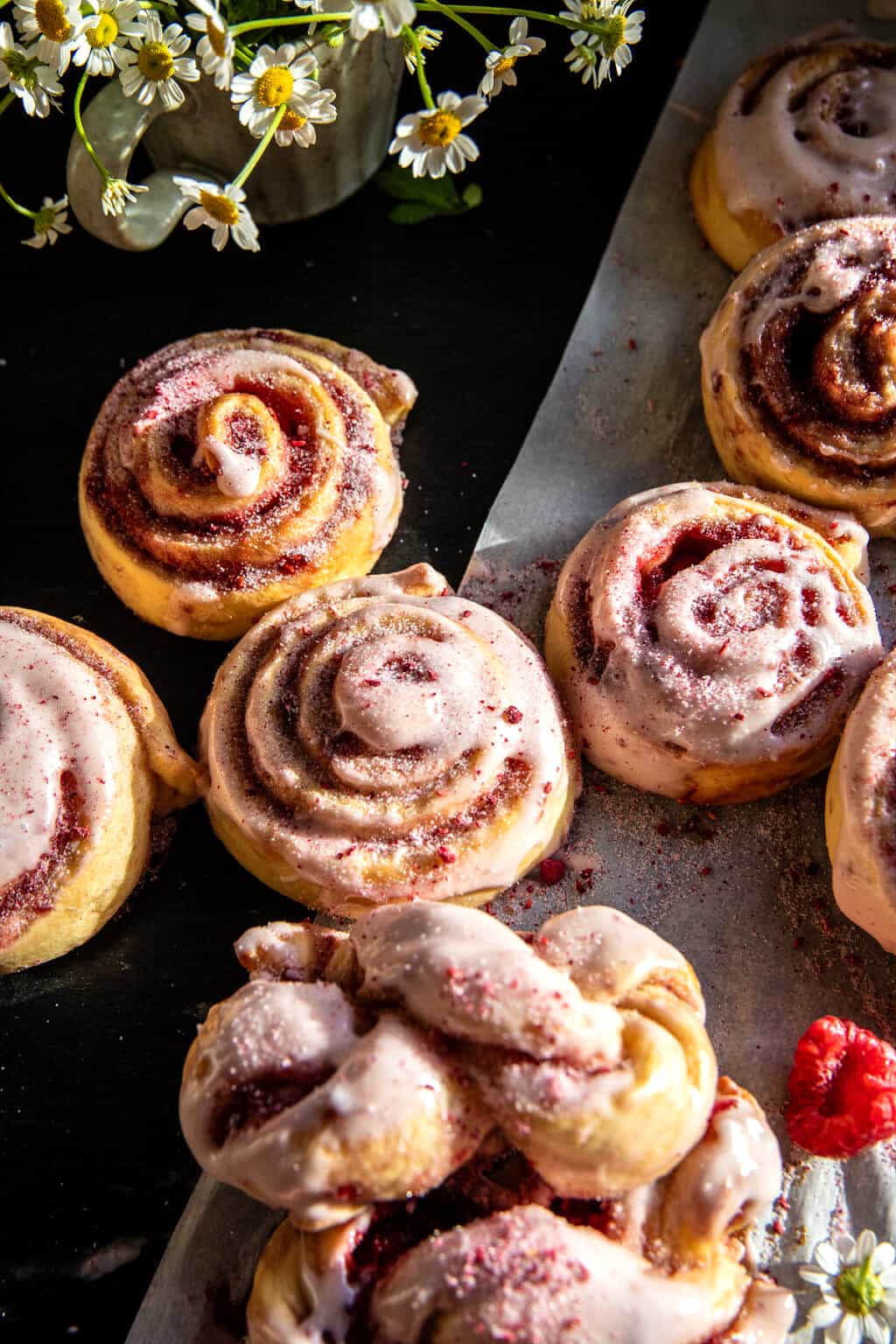 Glazed Raspberry Honey Sweet Rolls. - Half Baked Harvest